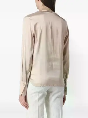 KAOS Wrap-effect Long-sleeved Top - Neutrals