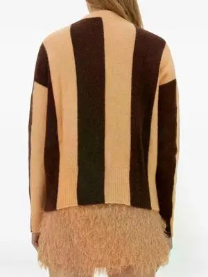 ALYSI Striped High Neck Sweater - Brown