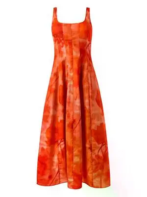 Alejandra Alonso Rojas Darted Floral Print Midi Dress - Red