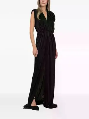 ROSERRY Sicily Pleated Flower-embellished Maxi Dress