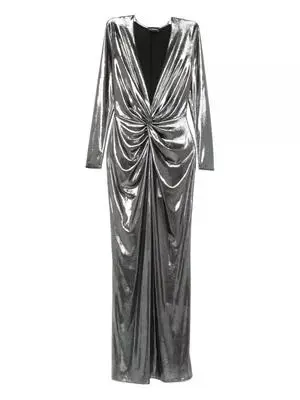 ROSERRY Metallic Twist-front Maxi Dress - Silver