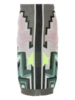 CIRCUS HOTEL Geometric Print Midi Skirt - Neutrals