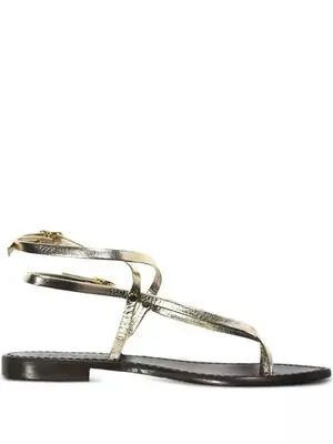 CAPRI POSITANO SANDALS Leather Ankle Strap Sandals - Neutrals