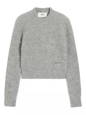AMI Paris Crew Neck Embroidered Logo Sweater