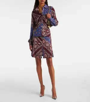 Rabanne Gathered Paisley Printed Miniskirt