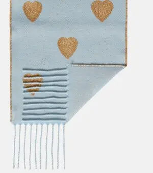 Valentino Garavani Heart Fringed Wool-blend Scarf