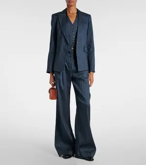 Veronica Beard Rimini Linen-blend Wide-leg Trousers