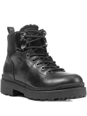 Geox Lace-up Shearling-lined Leather Boots