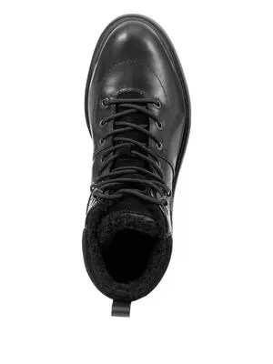 Geox Lace-up Shearling-lined Leather Boots