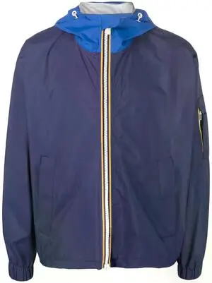 K-WAY Drawstring-hood Zip-up Jacket - Blue