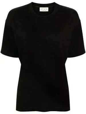 MA'RY'YA Crew-neck Linen T-shirt - Black