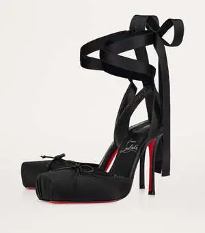 CHRISTIAN LOUBOUTIN Cassia Lace-up Satin Pumps 100 - Red