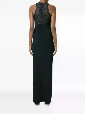 UNGARO Sleeveless Mesh Panel Column Dress
