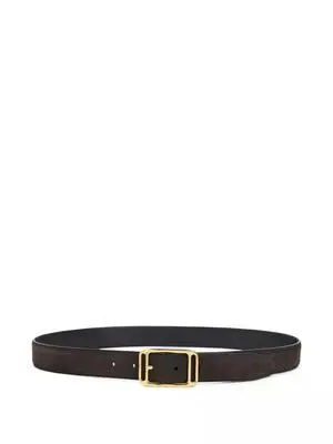 TOM FORD Suede Leather Belt With Gold Buckle - Brown
