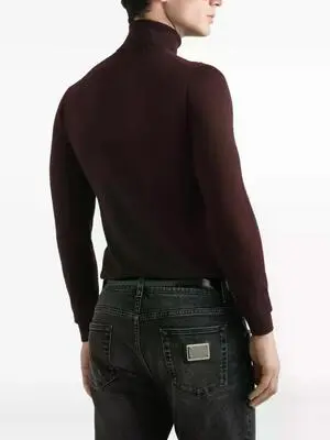 Dolce & Gabbana Burgundy Turtleneck Sweater - Red