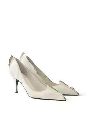 Prada 85mm Antiqued Leather Pumps - Neutrals