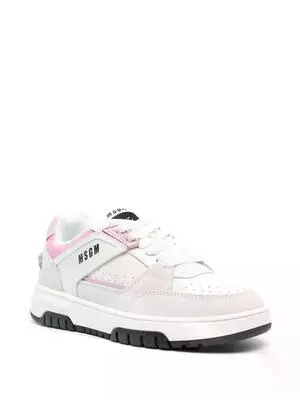 MSGM Logo Print Leather Sneakers