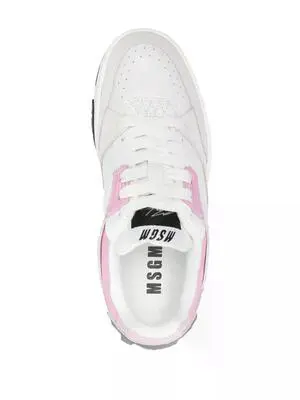 MSGM Logo Print Leather Sneakers