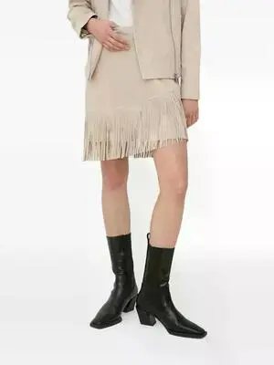BRUUNS BAZAAR Beige Suede Fringe Skirt