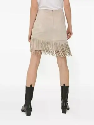 BRUUNS BAZAAR Beige Suede Fringe Skirt