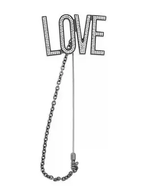 Moschino Crystal Embellished Brooch - Silver