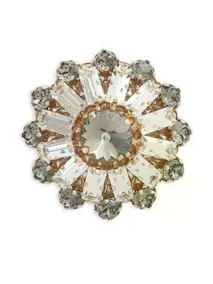 Dolce & Gabbana Crystal Embellished Floral Brooch - Silver