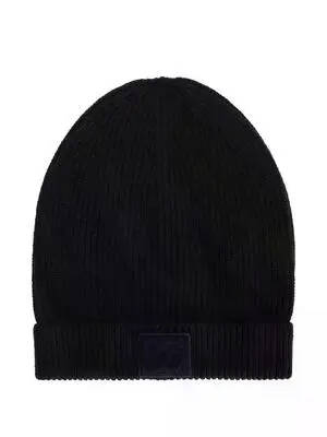 Dolce & Gabbana Ribbed Beanie With Logo Patch - Blue