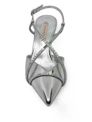 Casadei Crystal-embellished Metallic Slingback Pumps