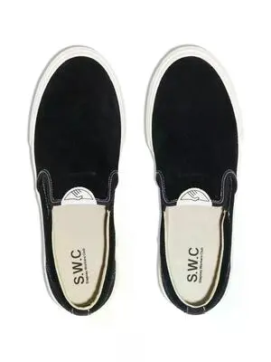 S.W.C STEPNEY WORKERS CLUB Lister Slip-on Suede Trainers - Black