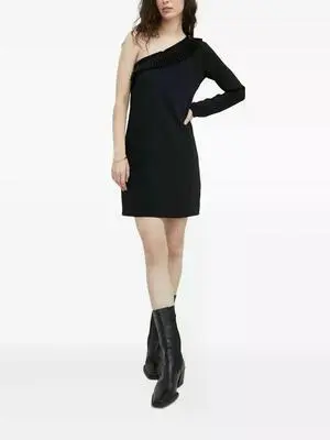 The Kooples Pleated One-shoulder Mini Dress - Black