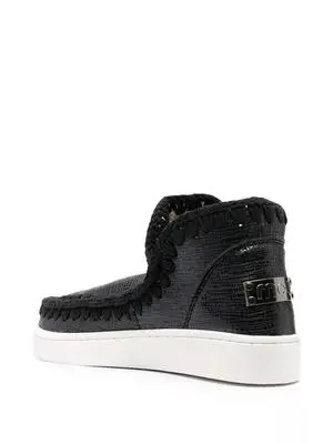 Mou Grained Leather Whipstitch Detail Sneakers