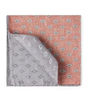 Brunello Cucinelli Silk Diamond Pocket Square Orange