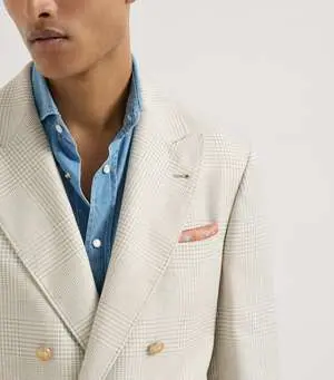 Brunello Cucinelli Silk Diamond Pocket Square - Orange