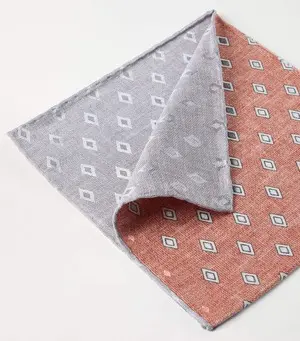 Brunello Cucinelli Silk Diamond Pocket Square - Orange