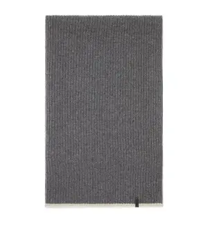Brunello Cucinelli Cashmere English Rib Monili Scarf - Grey