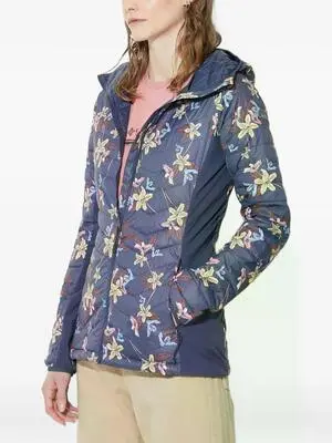 Columbia Floral-print Quilted Jacket With Hood - Blue
