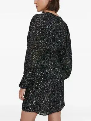 Sisley Puff-sleeve Speckle-print Dress