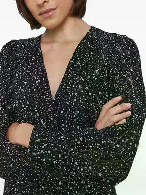 Sisley Puff-sleeve Speckle-print Dress
