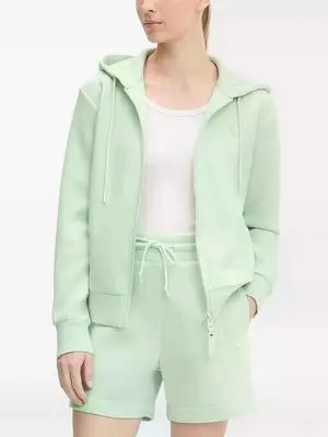 Guess Zip-front Hoodie With Embossed Logo Detail - Green