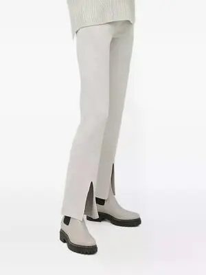 Liviana Conti Metallic Knit Trousers With Front Slit - Neutrals
