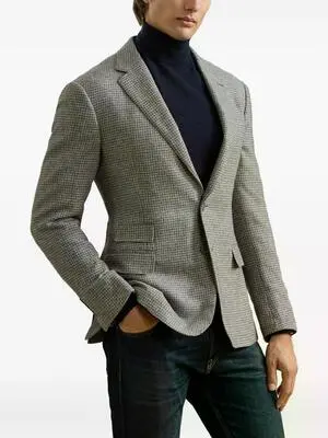 Ralph Lauren Purple Label Houndstooth Single-breasted Blazer - Grey