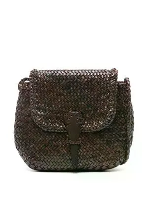 Dragon Diffusion Woven Leather Mini Shoulder Bag - Brown