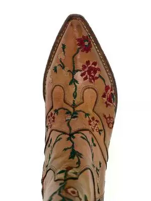 MADISON MAISON Floral Embroidered Leather Ankle Boots