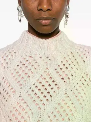 Eleventy Cable Knit Sleeveless High Neck Top