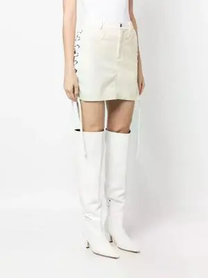 JULFER Lace-up Denim Miniskirt - Neutrals