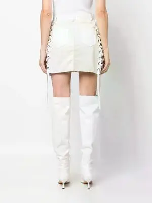 JULFER Lace-up Denim Miniskirt - Neutrals