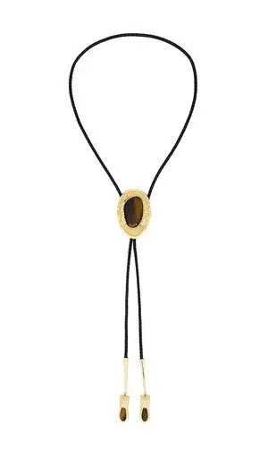 PETIT MOMENTS Petit Moments Braided Faux Leather Bolo Tie Necklace With Tigers Eye Stone Brown