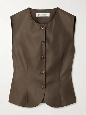 ABADIA Woven Vest - Brown