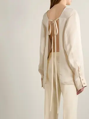 Khaite Durion Open-back Satin Top - Neutrals