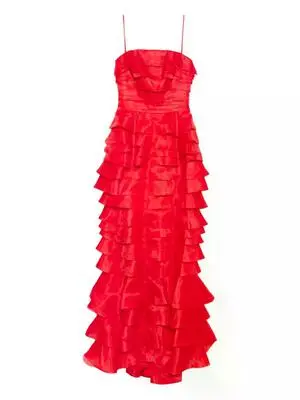 SAIID KOBEISY Scarlet Organza Ruffled Gown - Red